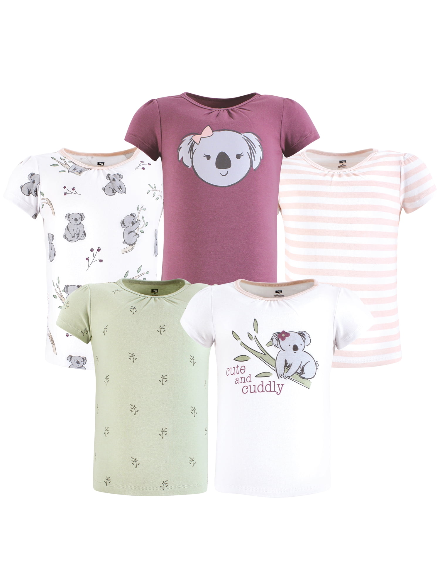 Hudson Baby Short Sleeve Tees 5-Pack, 12M-5T, Soft Cotton Blend, Fun ...