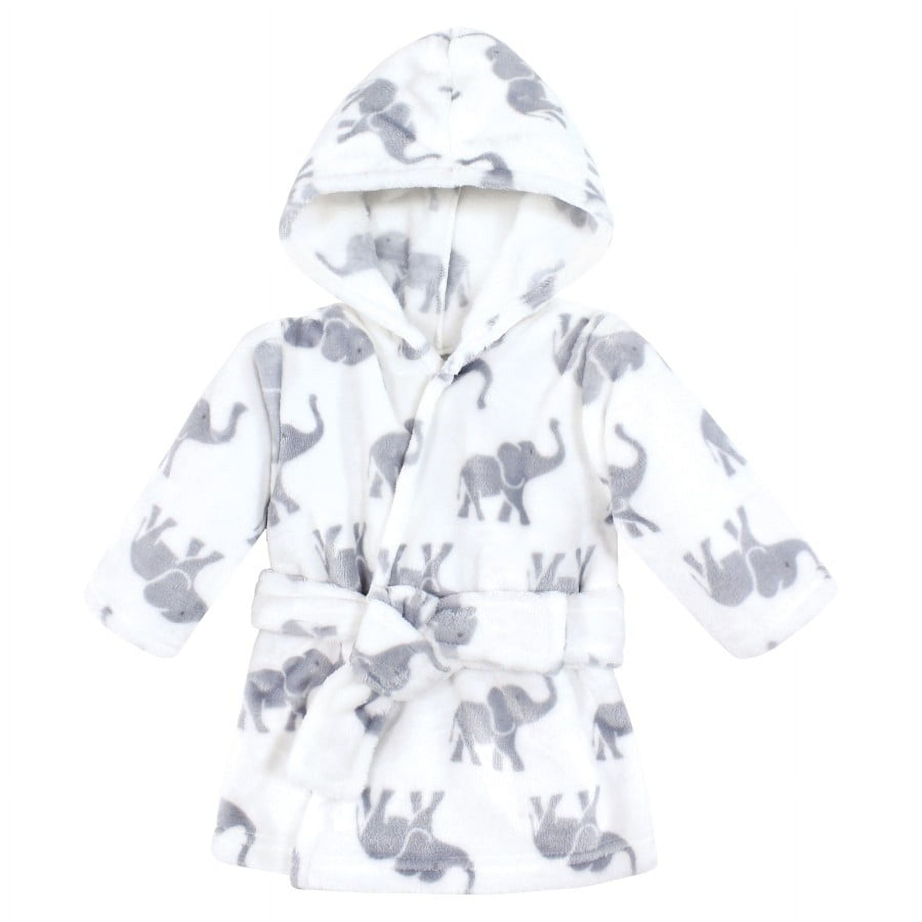 Hudson Baby Unisex Baby Plush Animal Face Bathrobe, Gray Elephant, 0-9 ...
