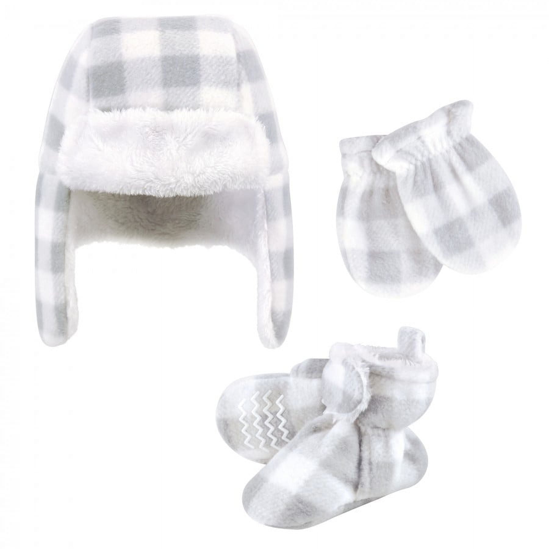 Hudson Baby Unisex Baby Trapper Hat, Mitten and Bootie Set, Gray White ...
