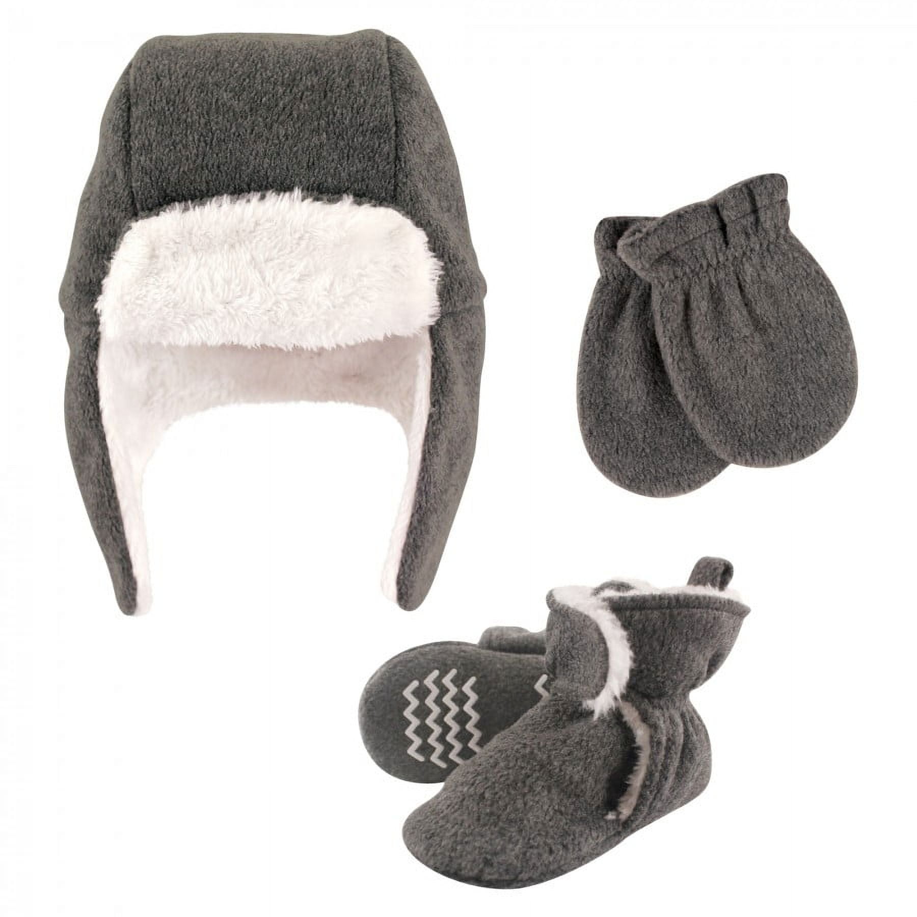 Hudson Baby Unisex Baby Trapper Hat, Mitten and Bootie Set, Heather ...