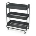 Simply Tidy Hudson Black 3-Tier Movable Utility Metal Rolling Cart with ...