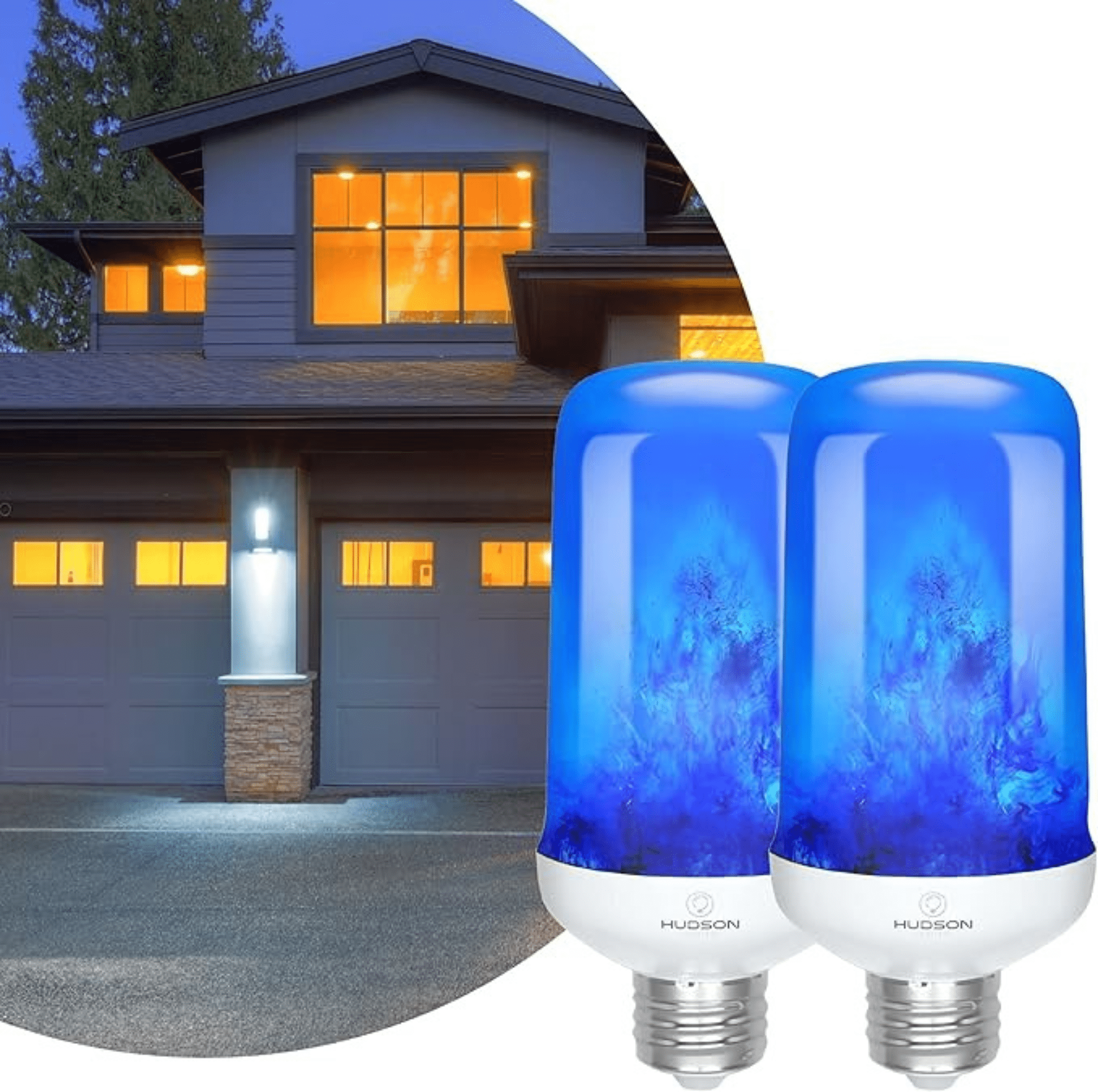 Hudson Blue LED Flame Bulbs 2-Pack, 3W 4-Mode Flicker, E26/E27 Base ...