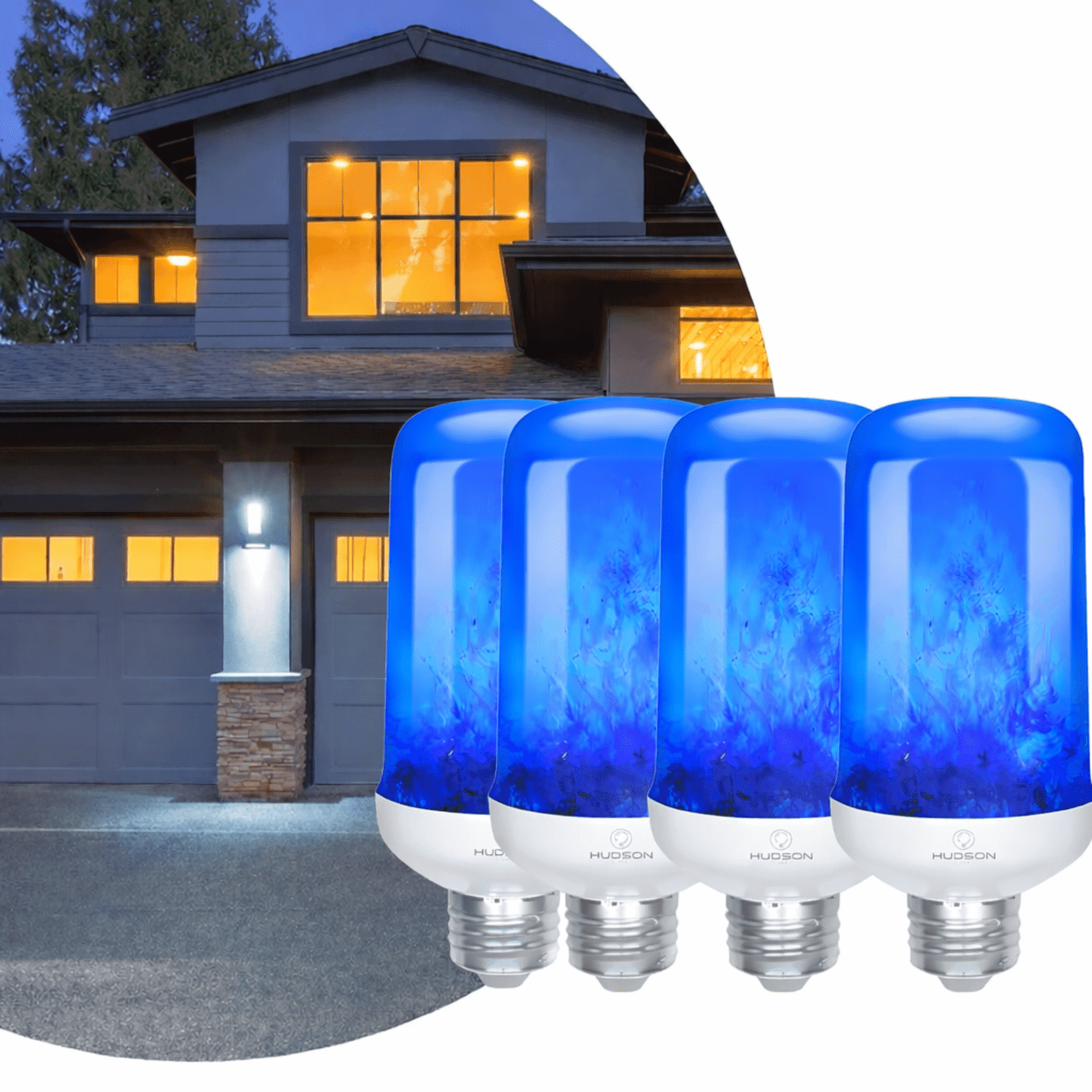 Hudson Blue LED Flame Bulbs 4-Pack, 3W 4-Mode Flicker, E26/E27 Base ...