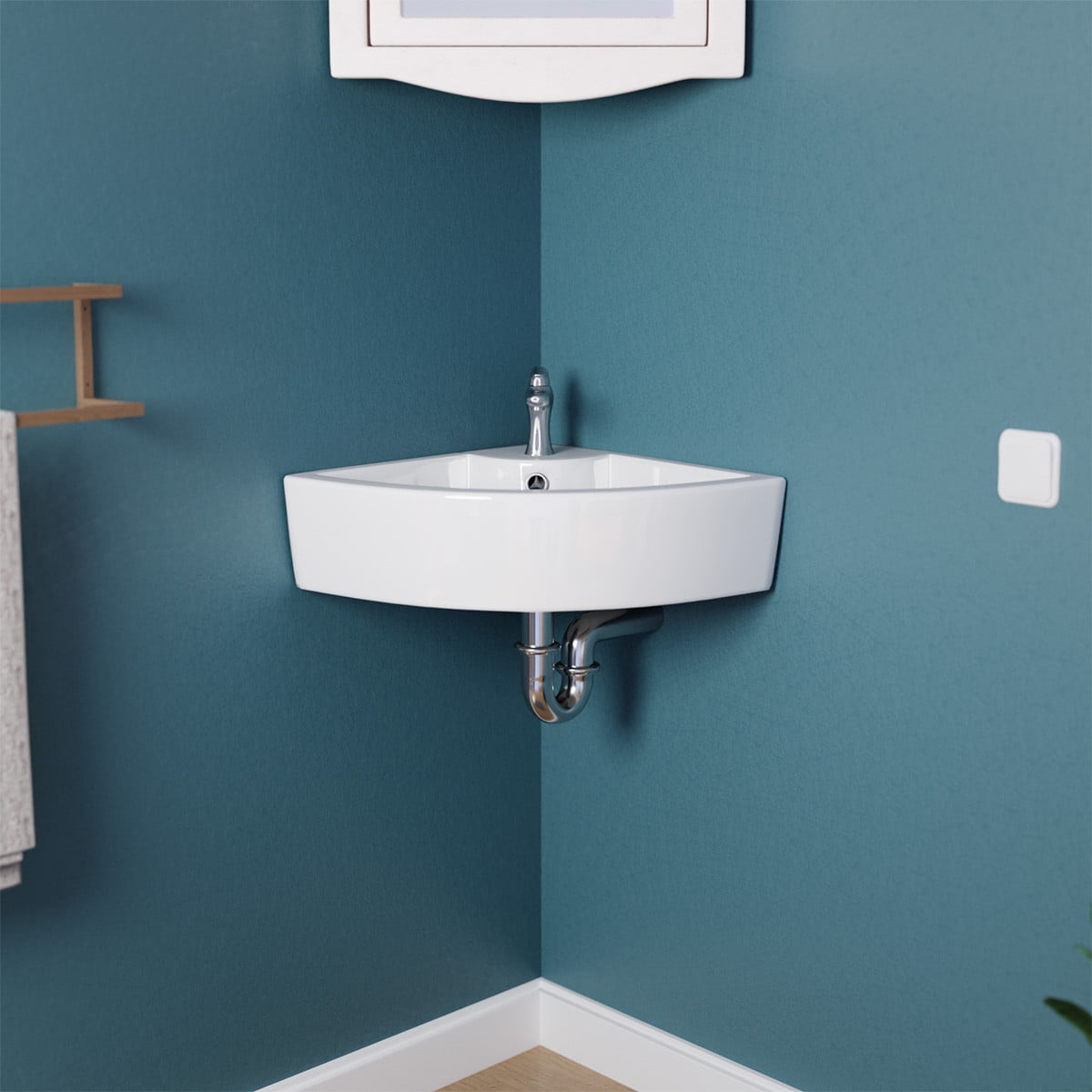 Hudson Countertop Corner Bathroom Vessel Sink White 25 7/8" W ...