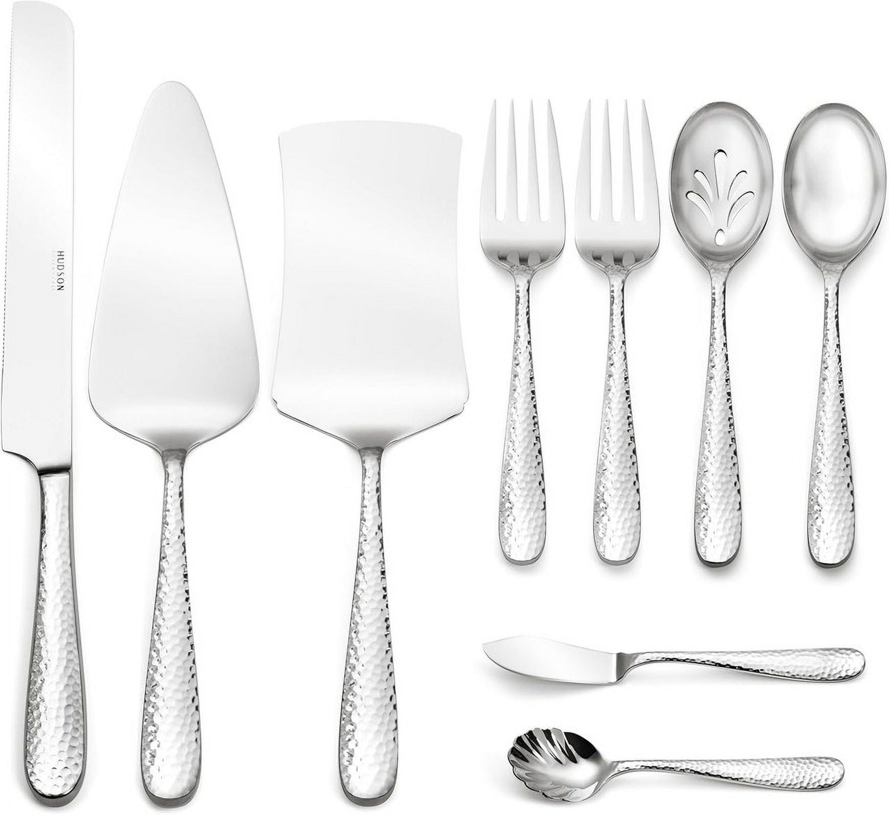 Hudson Essentials 9-Piece Bergamo Hammered 18/10 Stainless Steel ...