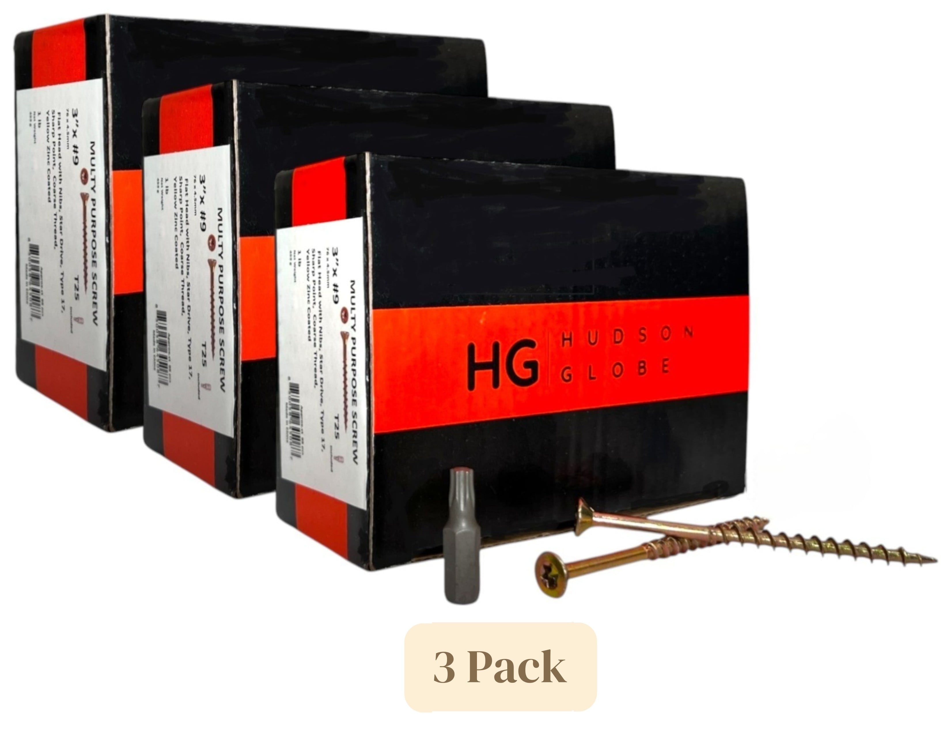 Hudson Globe #9 x 3 in, T25 Star Drive, Multi-Purpose Construction Wood ...