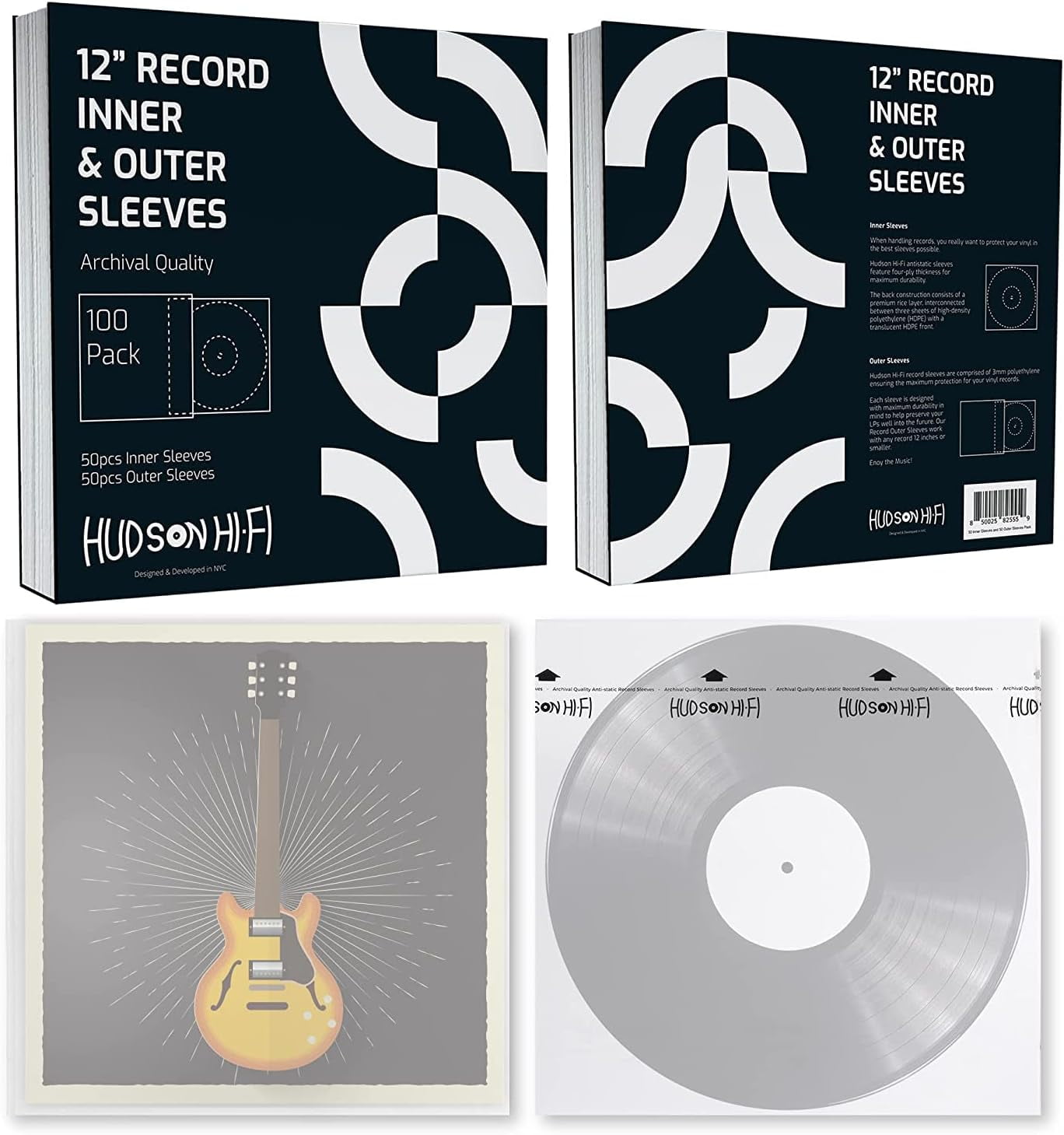 Hudson Hi-Fi 50 ct. Inner Sleeves for Vinyl Records & 50 ct. Vinyl ...