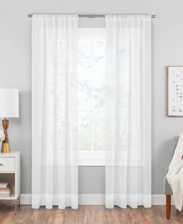 Hudson Hill Voile 59" x 63" Rod Pocket Window Panel White - Walmart.com