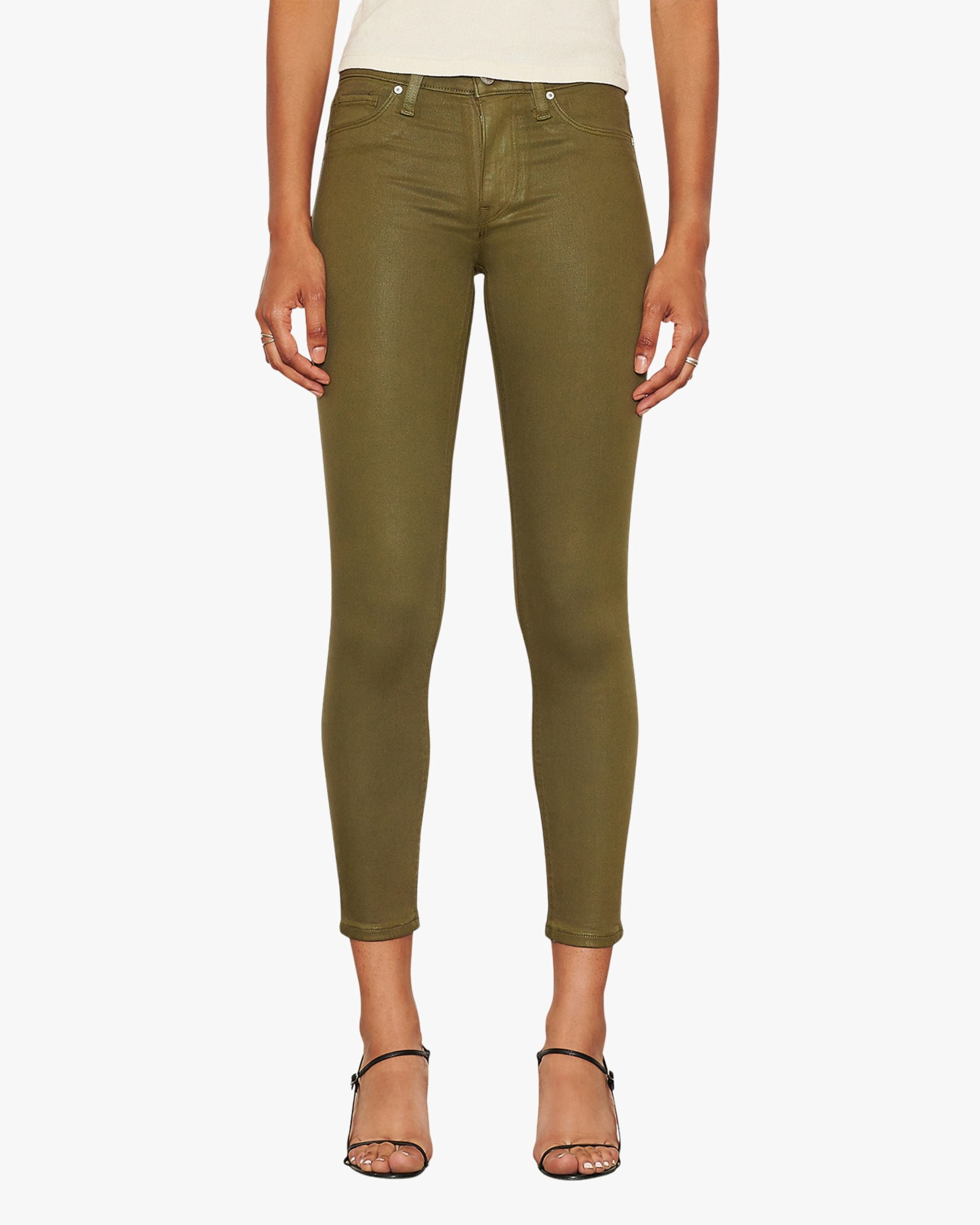 Hudson Jeans Barbara Coated Skinny Jeans In High Shine Army - 27 ...