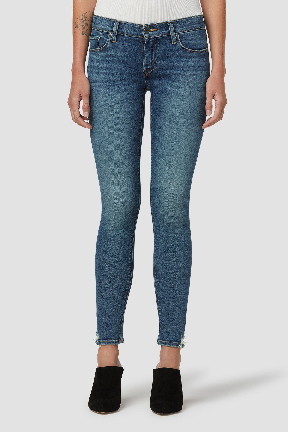 Hudson Jeans Barbara Super Skinny Distressed-hem Ankle Jeans In Sunset ...