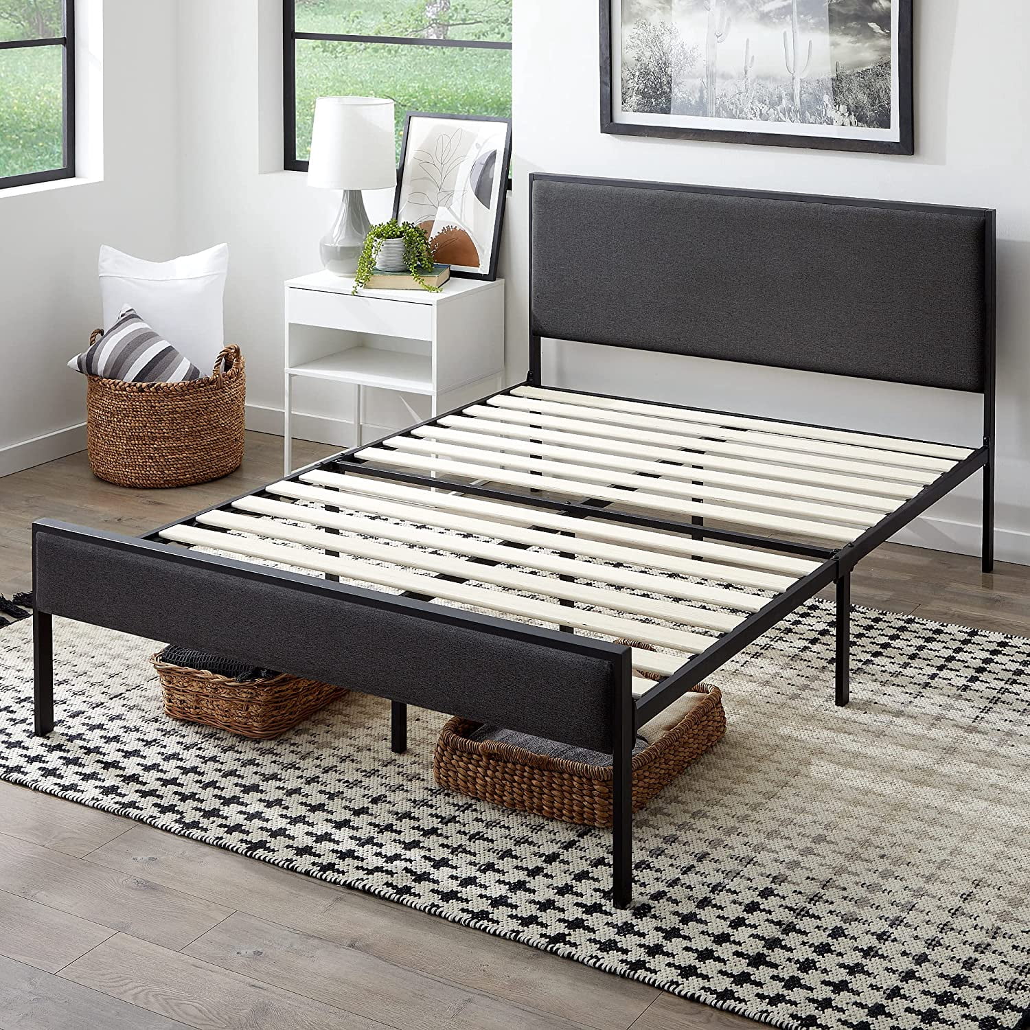 Hudson King Platform Bed Frame with Headboard-Underbed Storage-King Bed ...