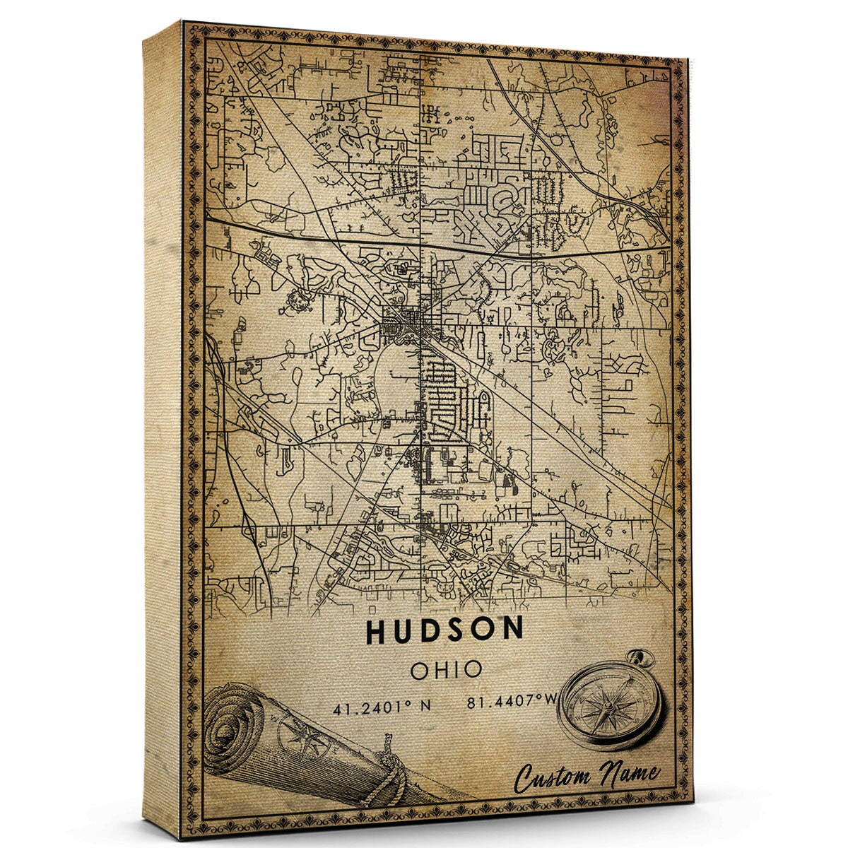 Hudson Map Poster, Ohio Map Art Poster, Canvas, Hudson Map City vintage ...
