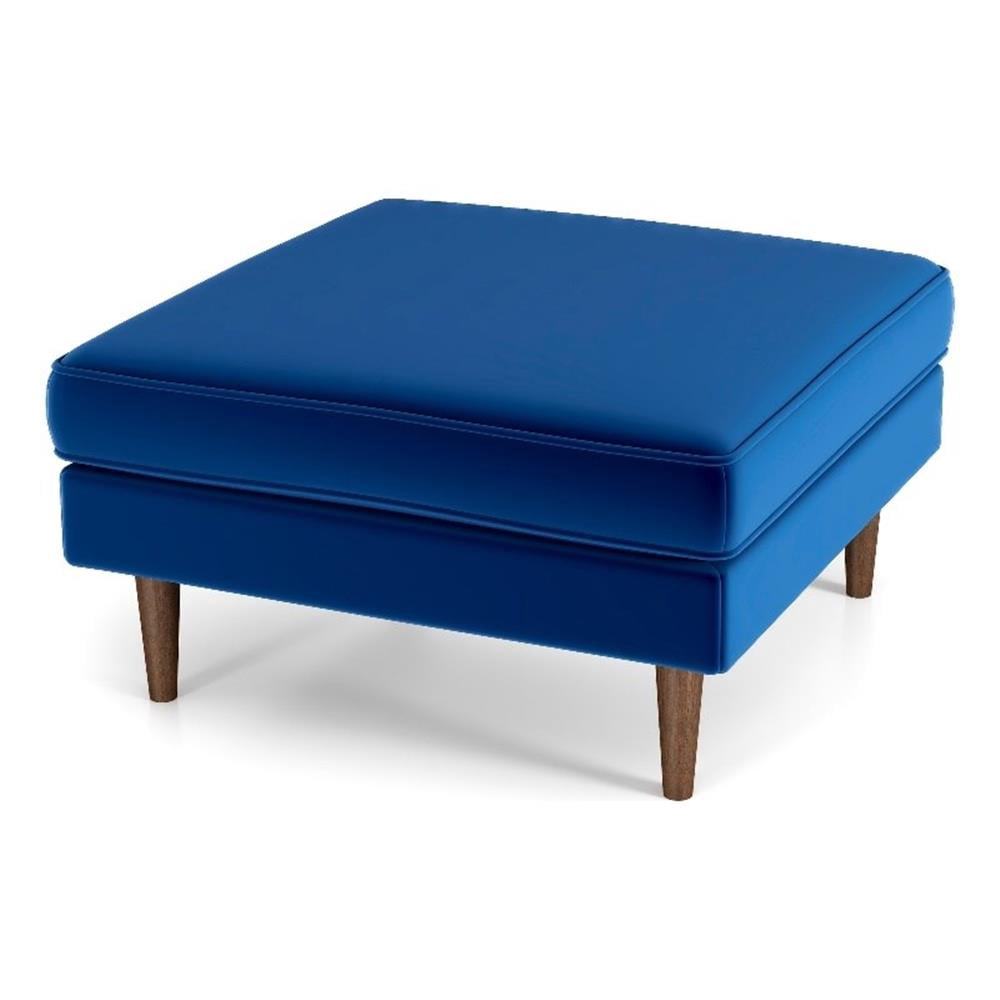 Hudson Mid-Century Square Velvet Upholstered Ottoman in Dark Blue ...