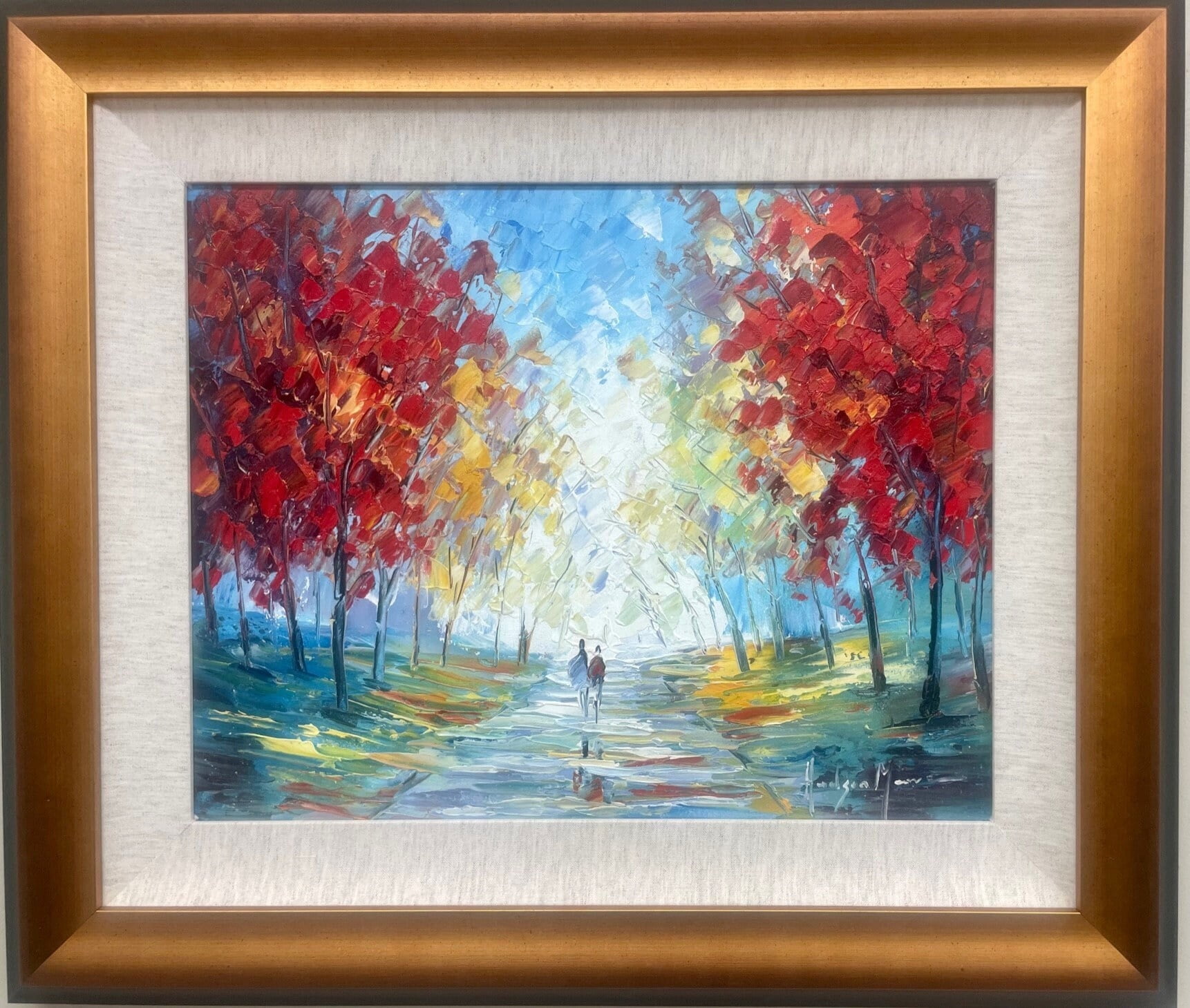 Hudson Moore "Park Walk" Signed Original Oil Framed Contemporary ART ...