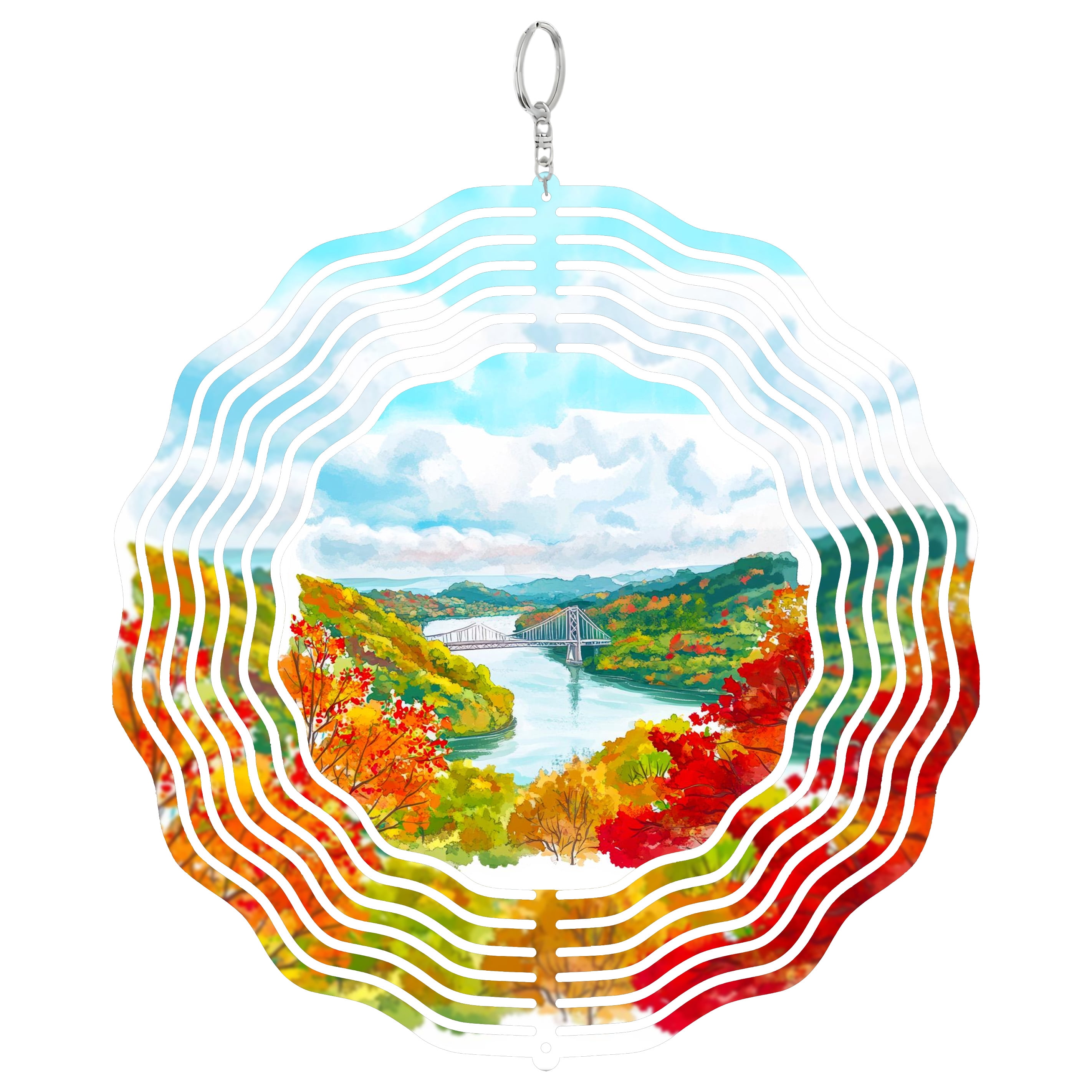 Hudson Valley River Scenery 3D Wind Spinner Metal Hanging Sculpture ...