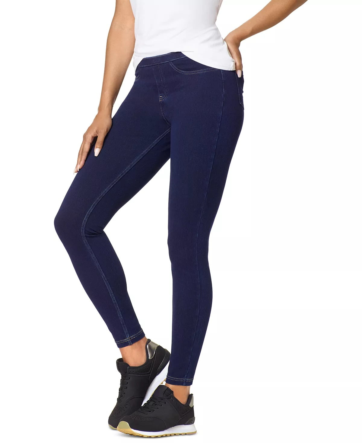 Hue BLACK INDIGO DENIM Classic Stretch Denim Leggings, US Large ...