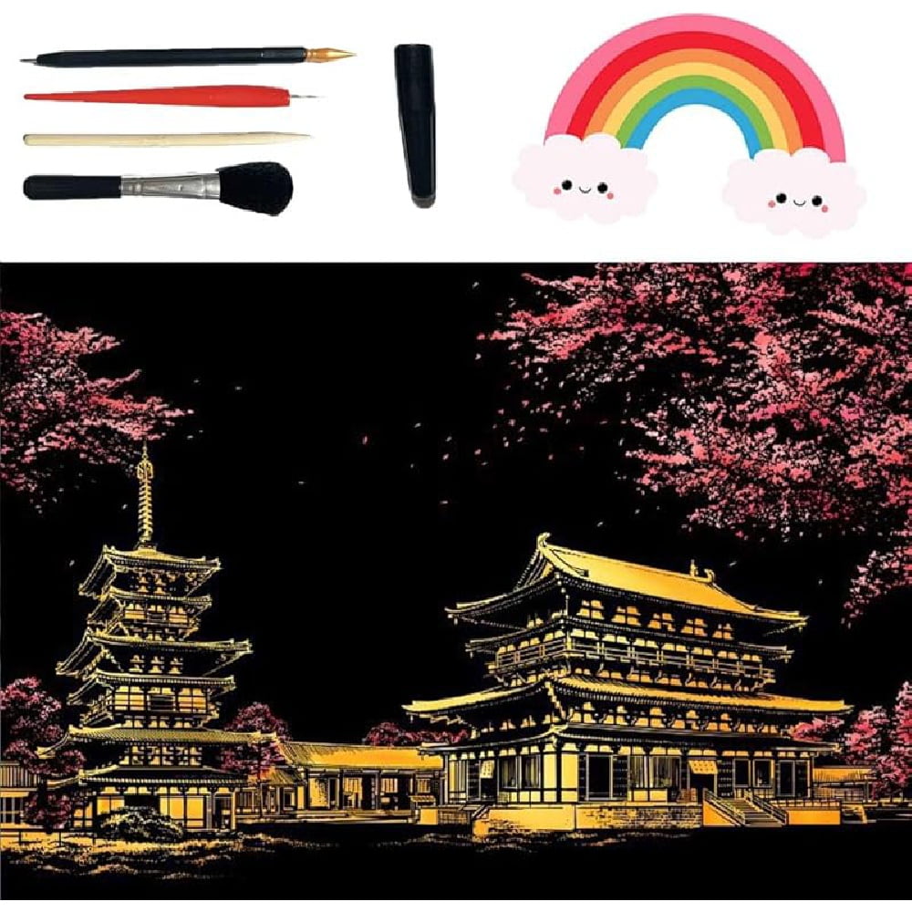 Hue Board Scratch Art with Tools,Art Scratch,Scratch Colorful City ...