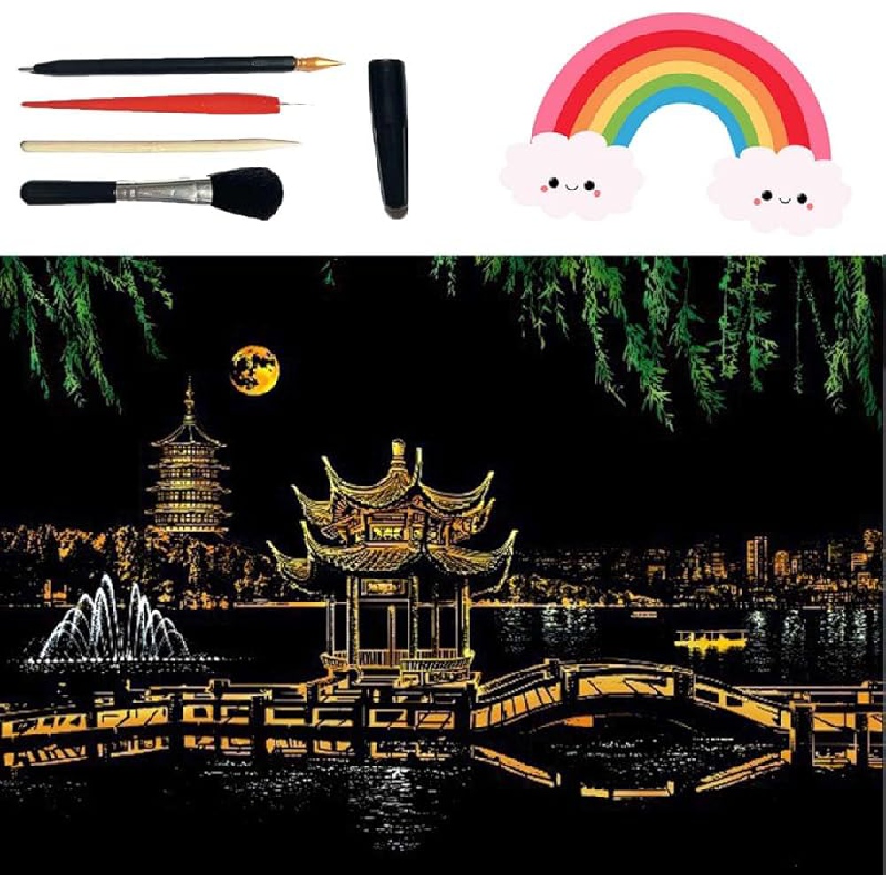 Hue Board Scratch Art with Tools,Art Scratch,Scratch Colorful City ...