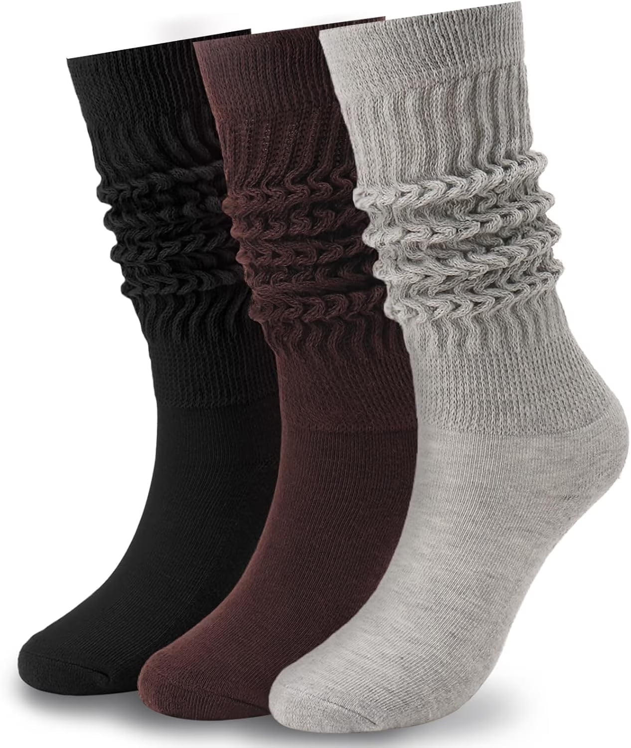 Hue & Hold 3 Pairs Slouch Socks for Women Size 9-11 Soft Extra Long ...