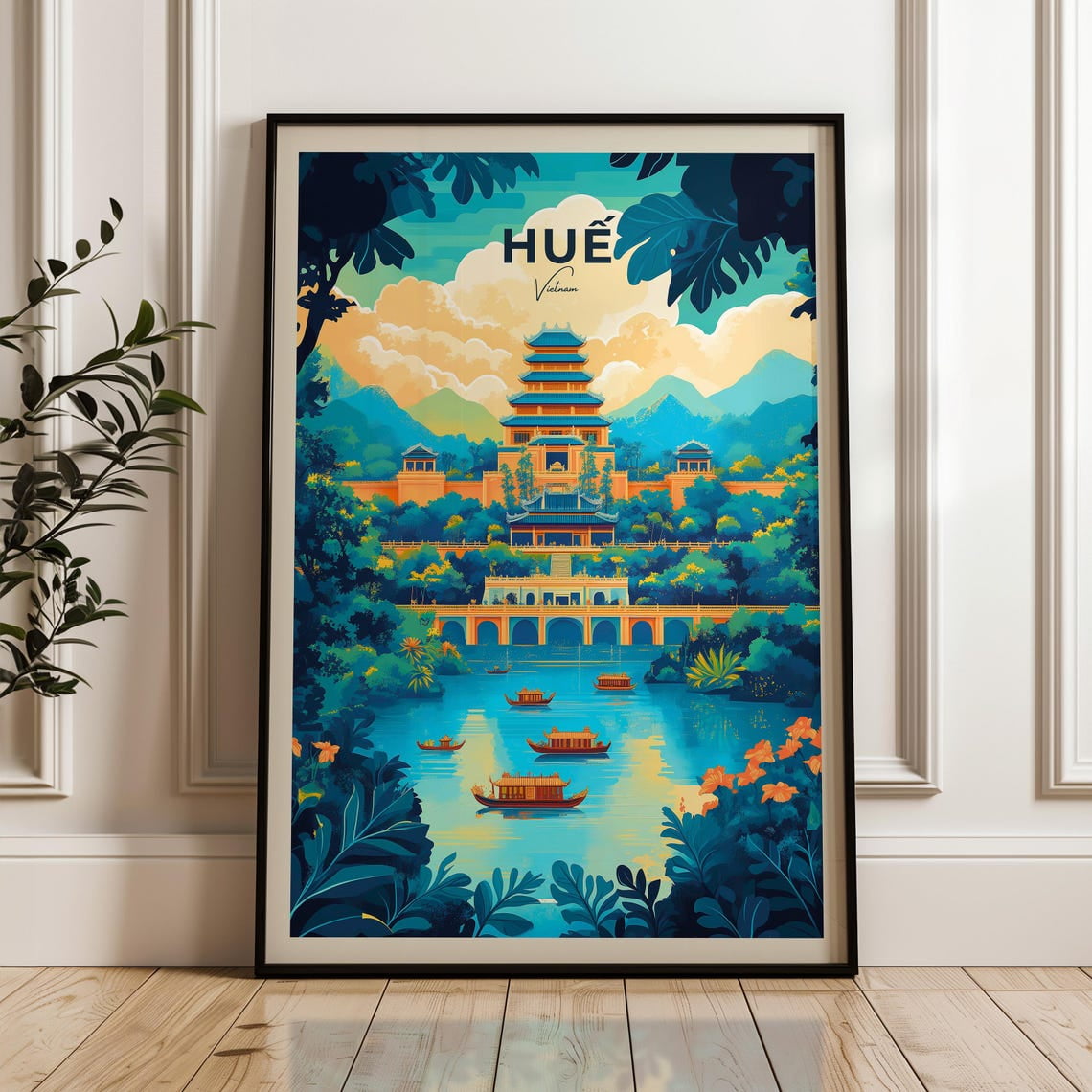 Hue Travel Poster - Vietnam Wall Art Print, Illustration Poster, Asian ...