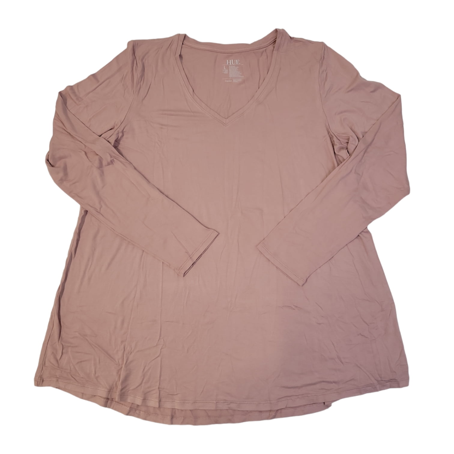 Hue Utopia Women's Long Sleeve V-Neck Super Soft Hi-Lo Hem Legging ...
