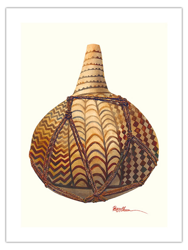 Hue Wai Pawehe - Hawaiian Decorated Water Gourd (Ipu) - From an ...