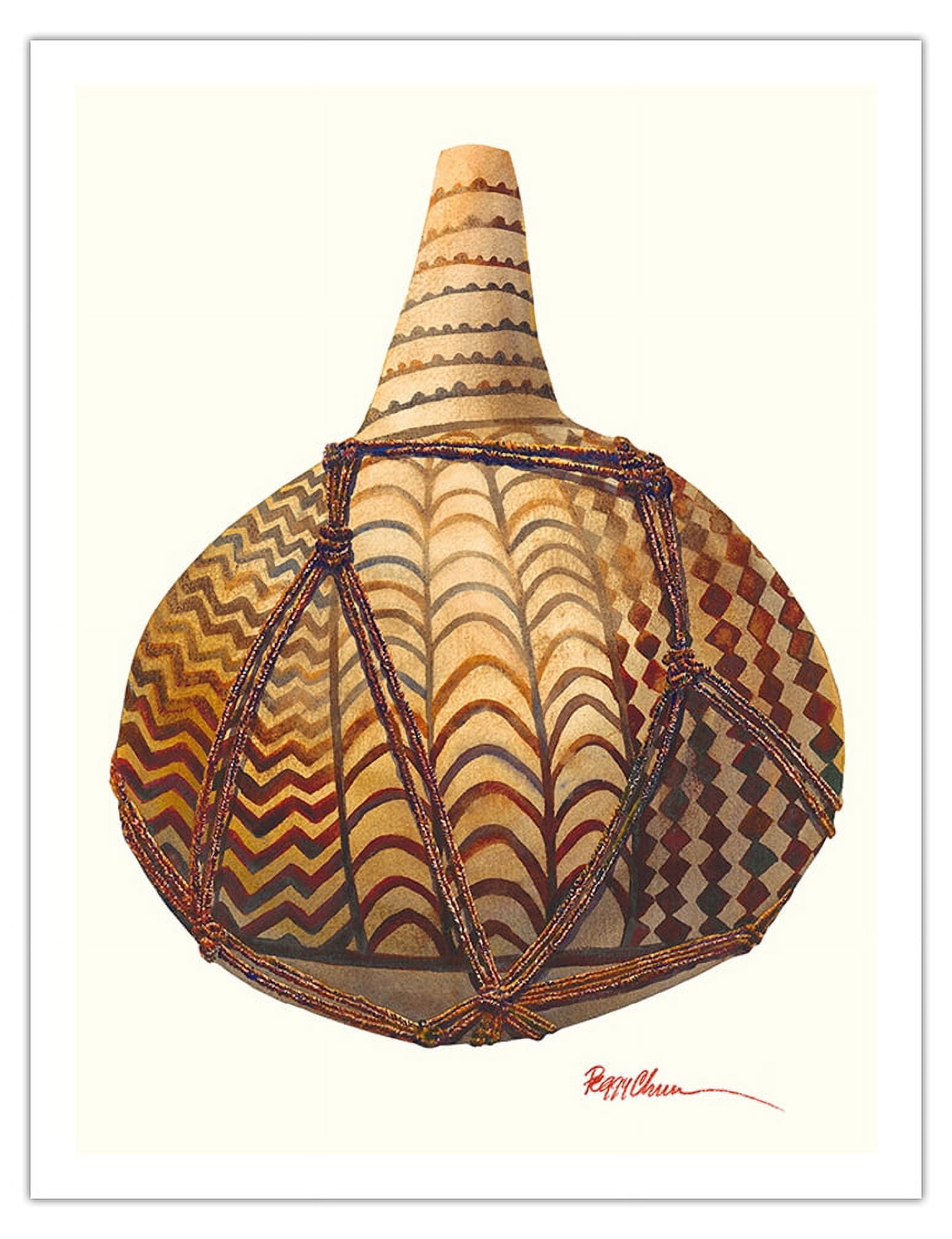 Hue Wai Pawehe - Hawaiian Decorated Water Gourd (Ipu) - From an ...