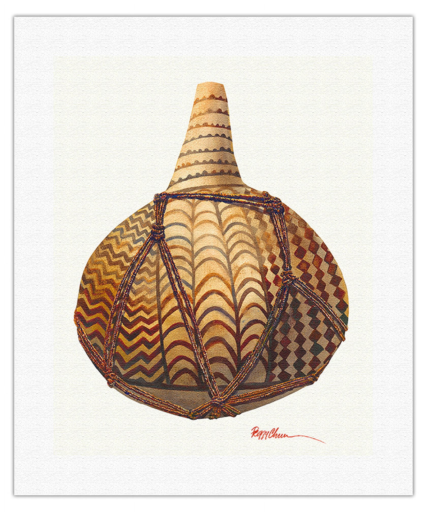 Hue Wai Pawehe - Hawaiian Decorated Water Gourd (Ipu) - From an ...