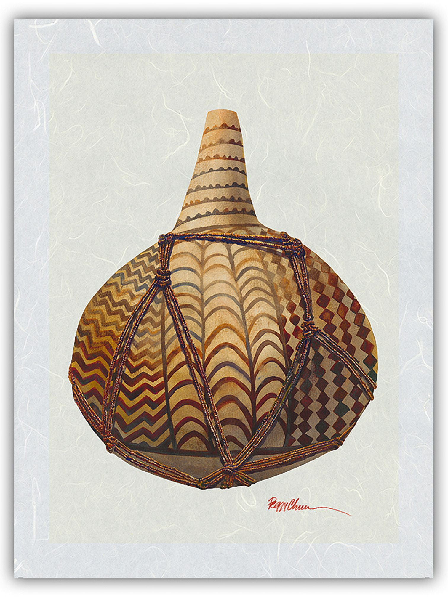 Hue Wai Pawehe - Hawaiian Decorated Water Gourd (Ipu) - From an ...