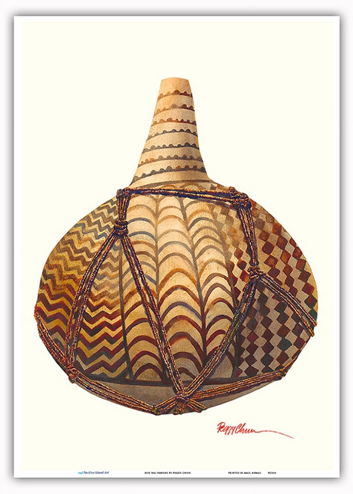 Hue Wai Pawehe - Hawaiian Decorated Water Gourd (Ipu) - From an ...