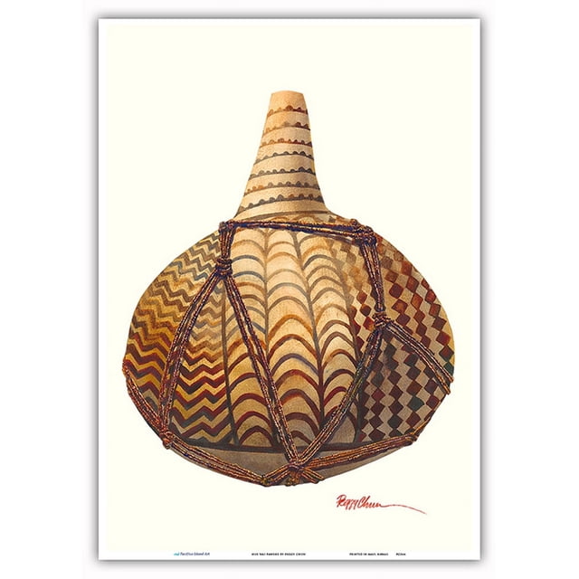 Hue Wai Pawehe - Hawaiian Decorated Water Gourd (Ipu) - From an ...