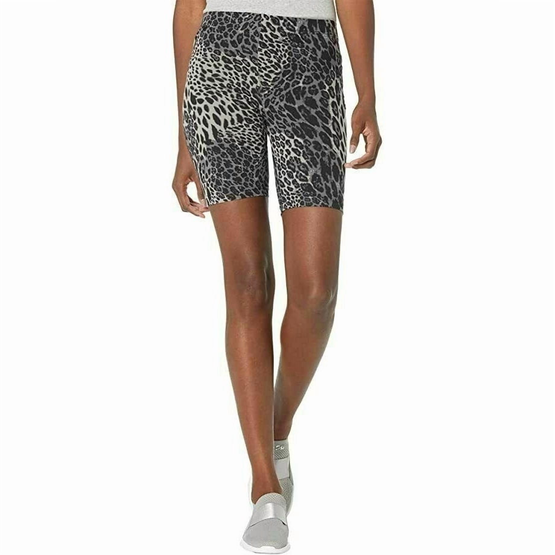Hue Women's Essentials High Rise Wavy Leopard Bike Shorts, BLACK, XS ...