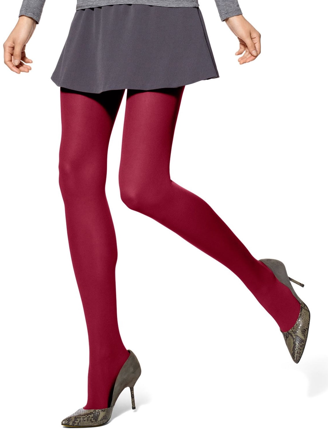 Hue Women's Opaque Sheer to Waist Tights, Color Sangria, Size 1 ...
