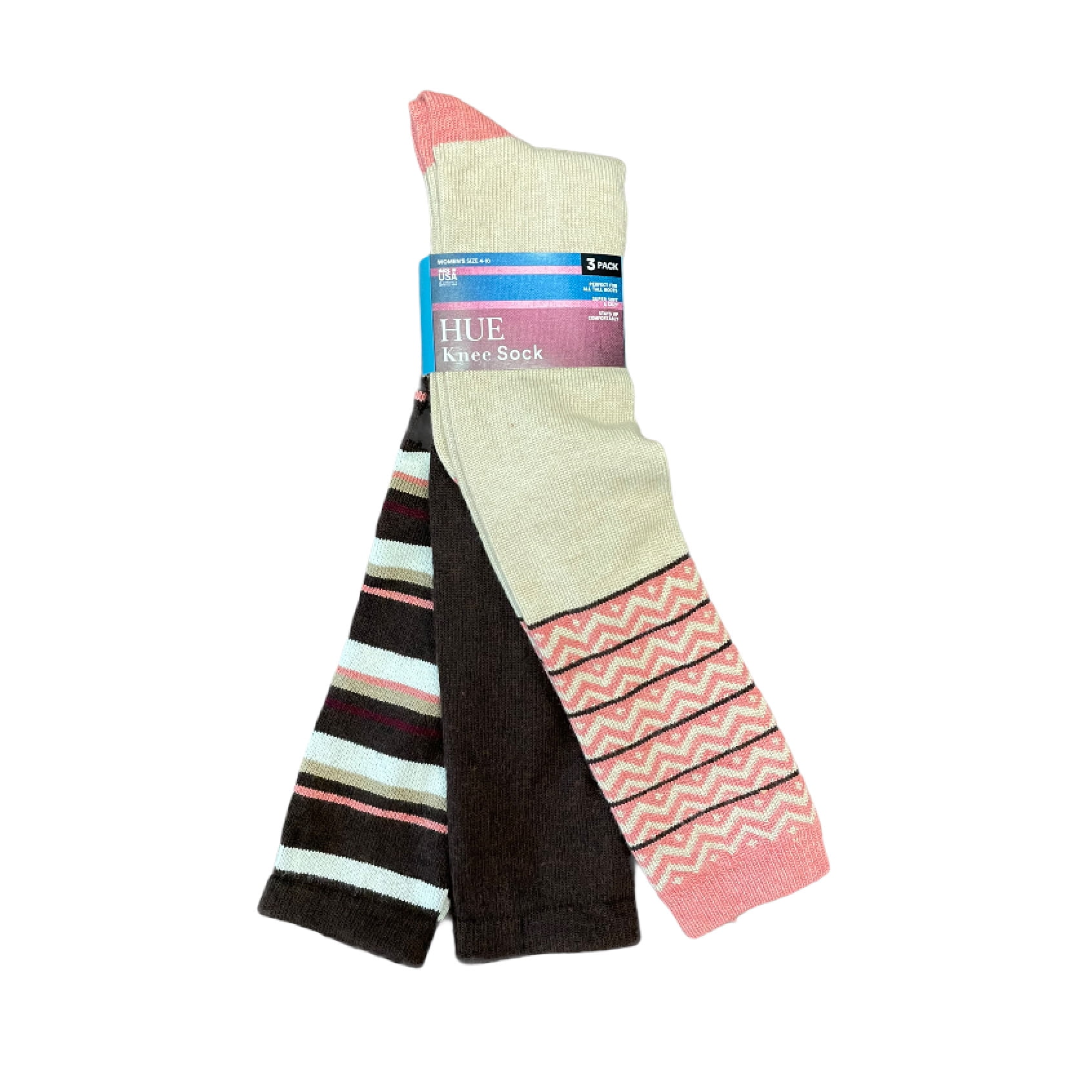 Hue Women's Super Soft Cozy Knit Tall Boot Stretch Knee High Socks, 3 ...