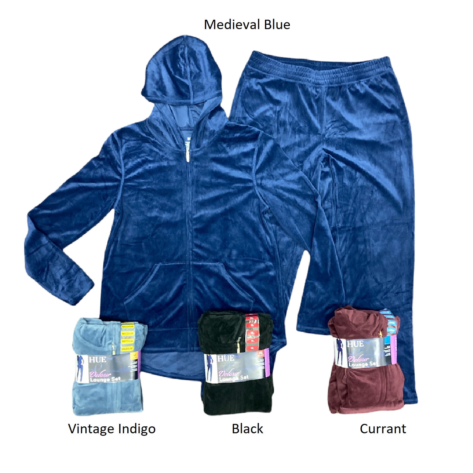 Hue Women's Super Soft Velour Lounge Full Zip Jacket & Pant - Walmart.com