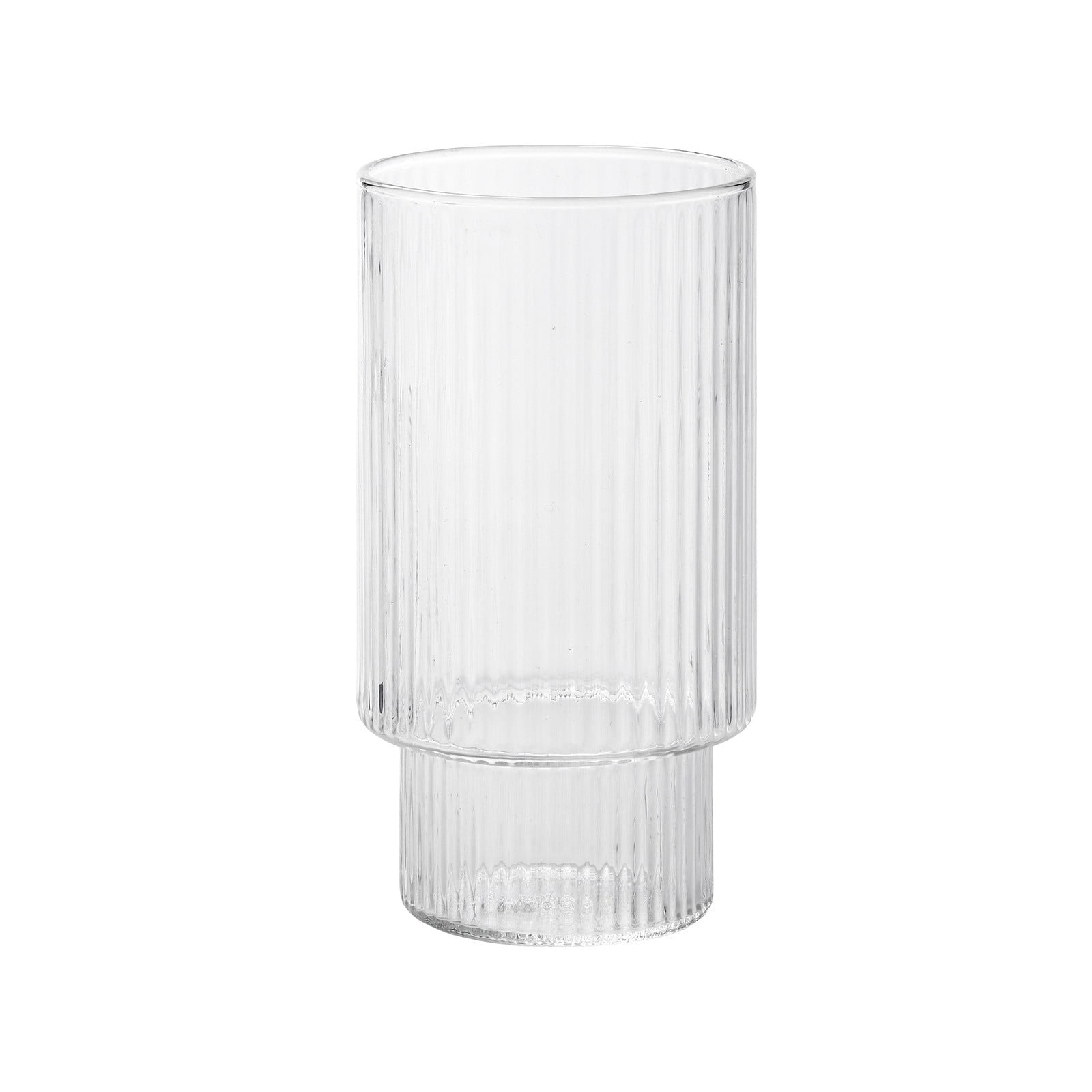 HueCraft Ribbed Glass Cups with Glass 11 Oz Drinking Glasses Iced ...