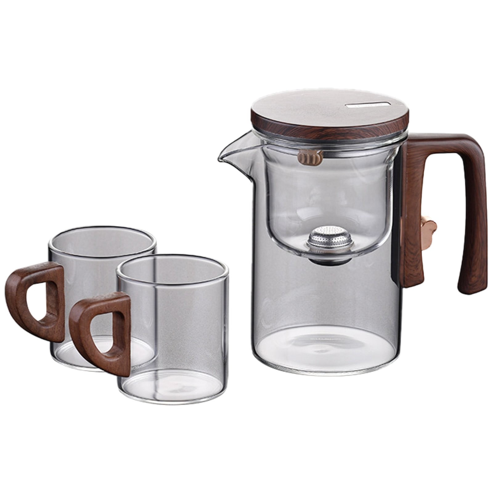 HueCraft Water Separation Glass Teapot with Wooden Handle Infuser ...