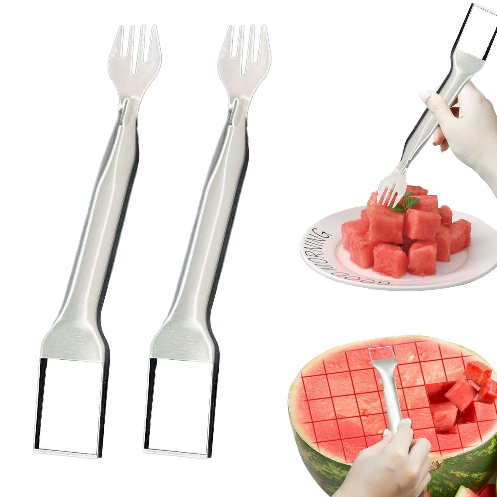 HueCraft Watermelon fork Slicer Cutter Stainless 2 In 1 Watermelon fork ...