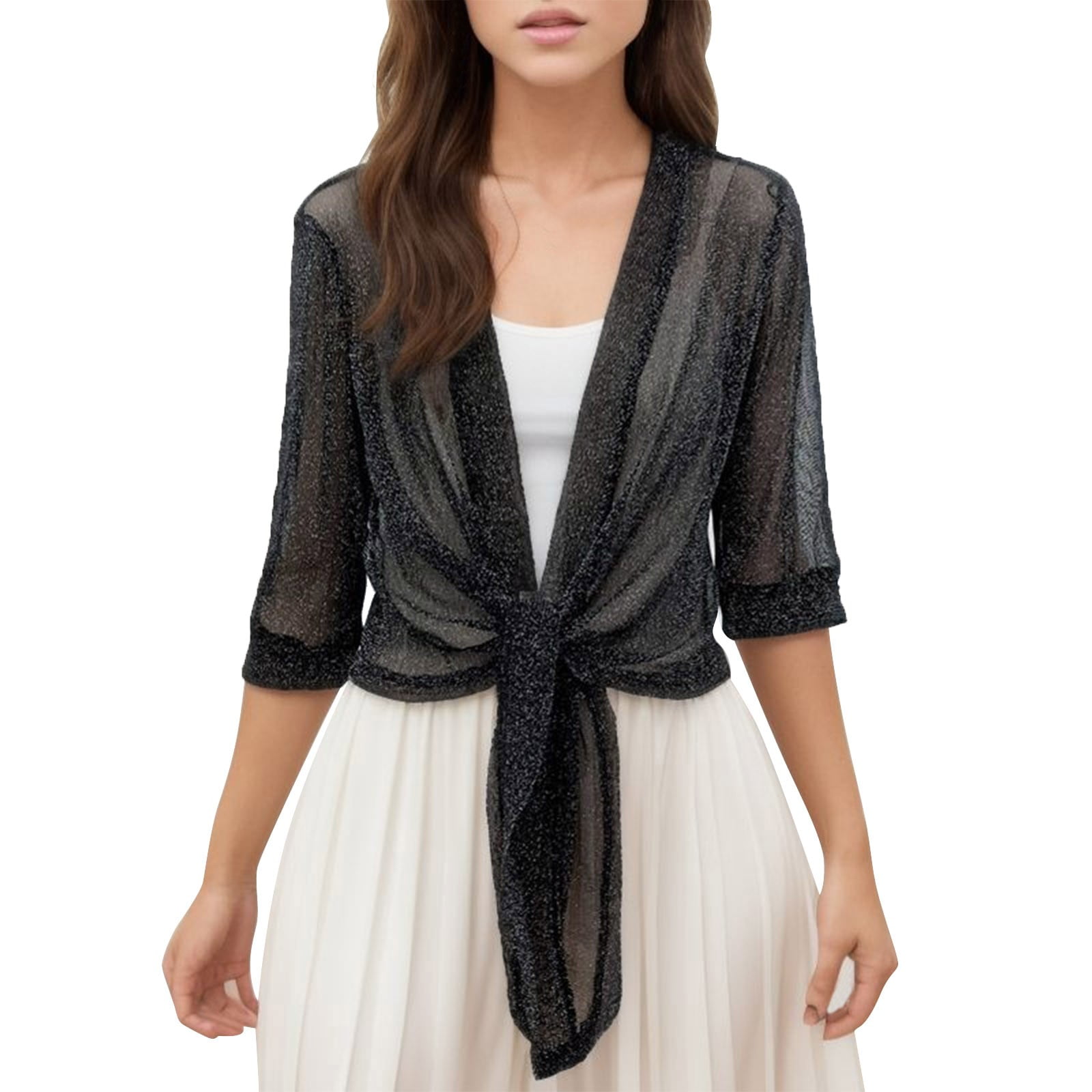 Hueihxs Womens Cardigans Waistband Filigree With A Small Mesh Shawl ...