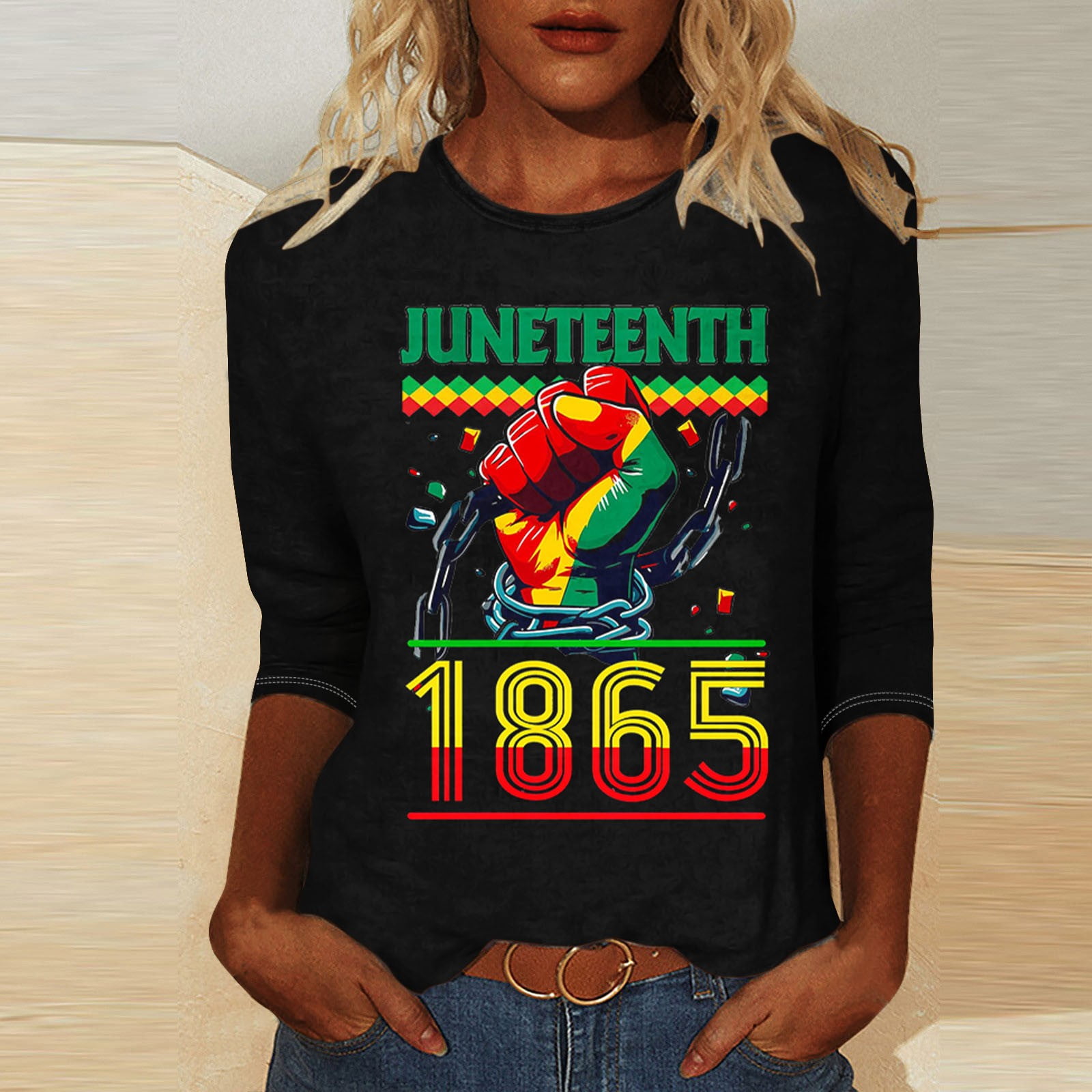 Hueook Boho Black Shirt Woman Kwanzaa Tshirts Graphic Tees for Women ...