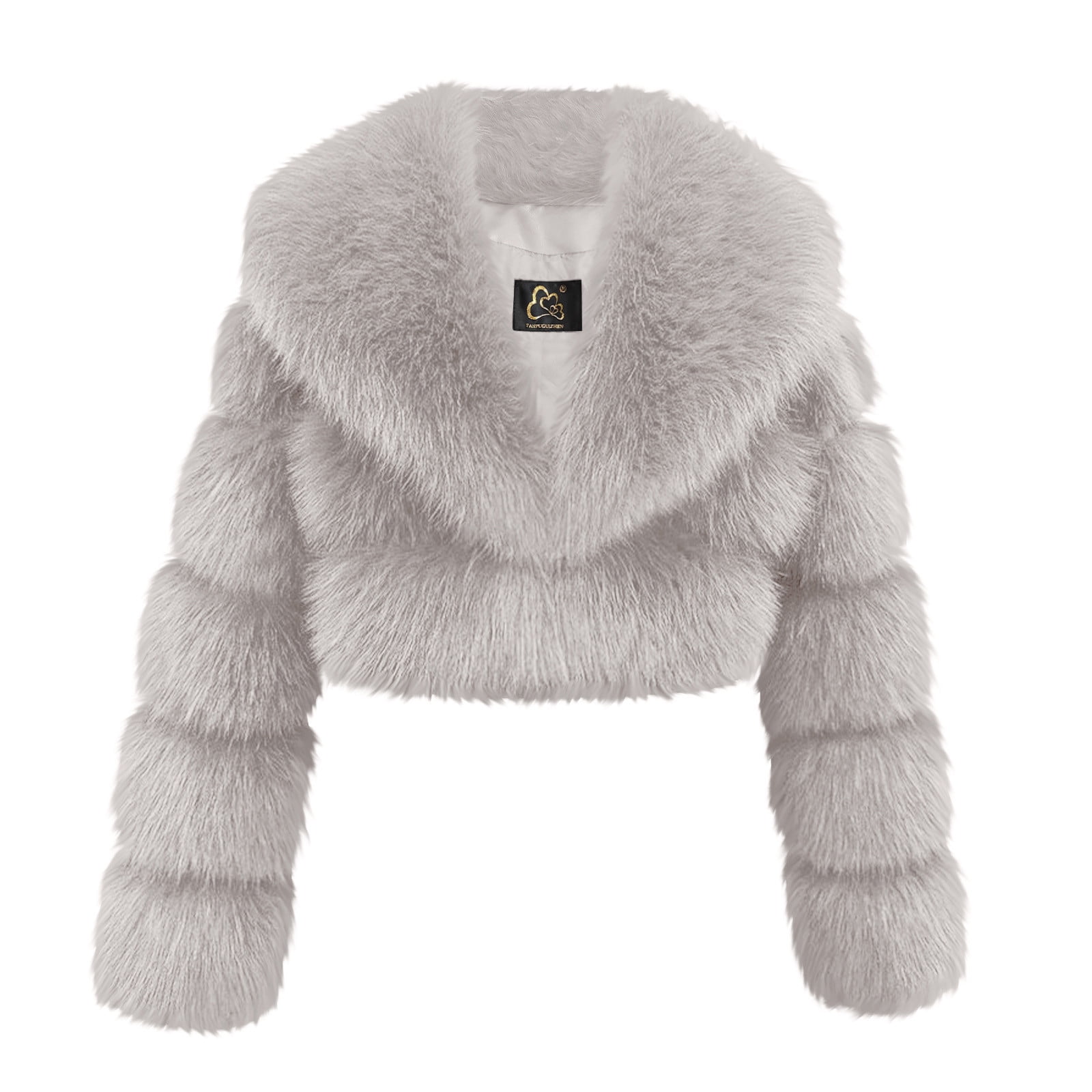 Hueook Faux Fur Jacket Womens Ladies Warm Faux Furry Jacket Winter ...