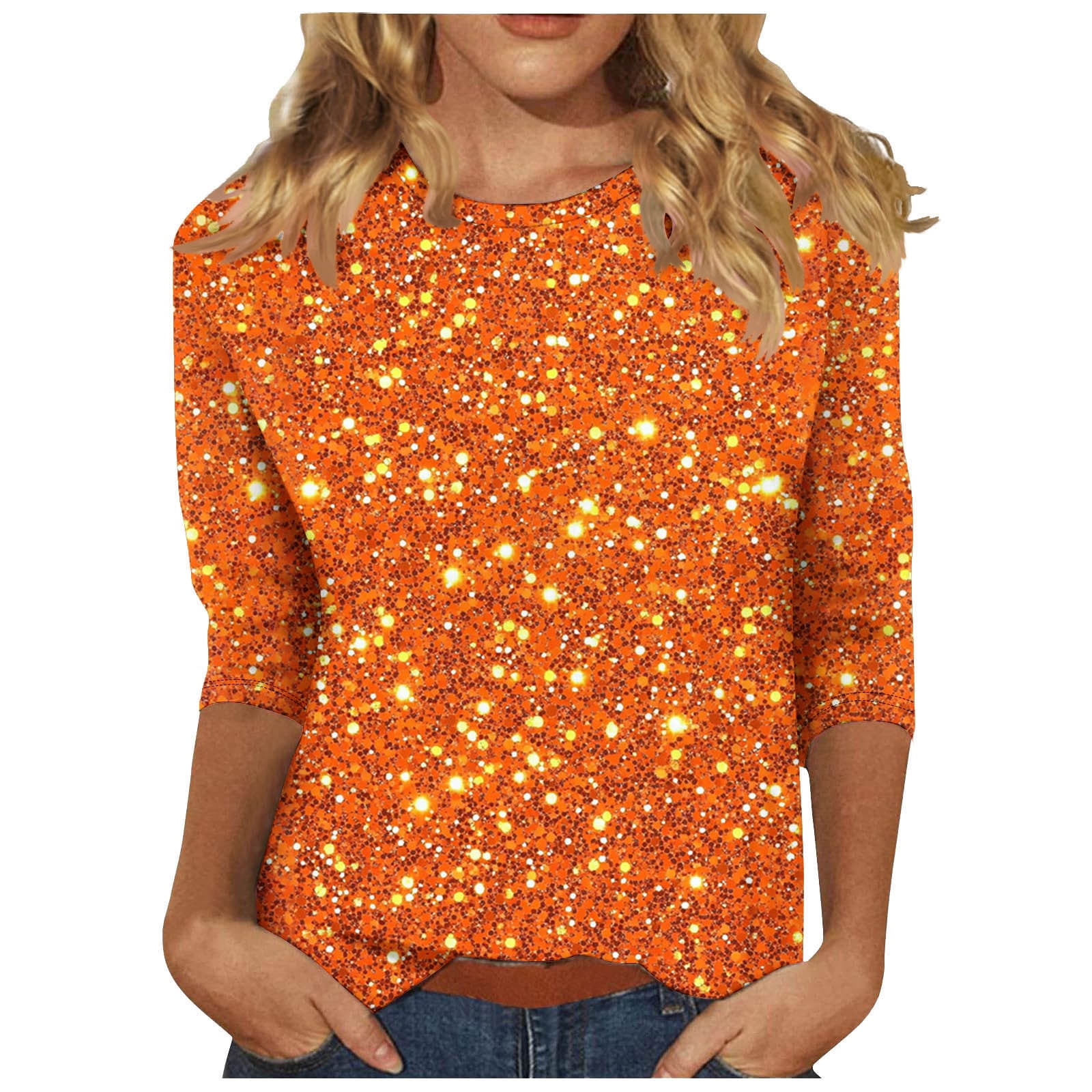 Hueook Plaid Shirts for Women Loose Medium Long Sleeve 3/4 Sleeve Flash ...