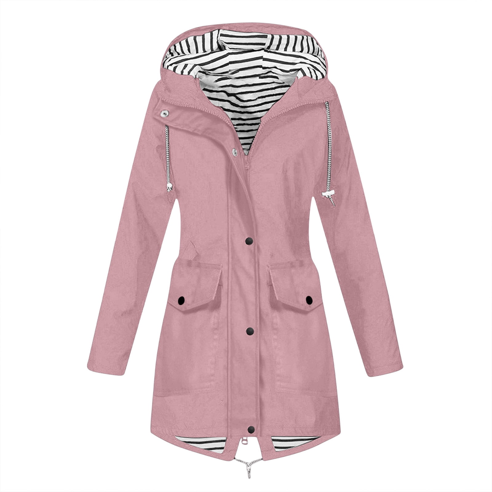 Hueook Plus Size Jackets for Women Rain Jacket Windbreaker Women's ...