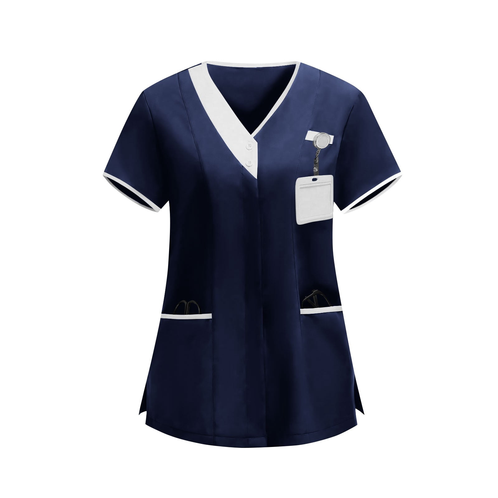 Hueook Srubs Tops for Women 2026 Casual Solid color women's protective ...