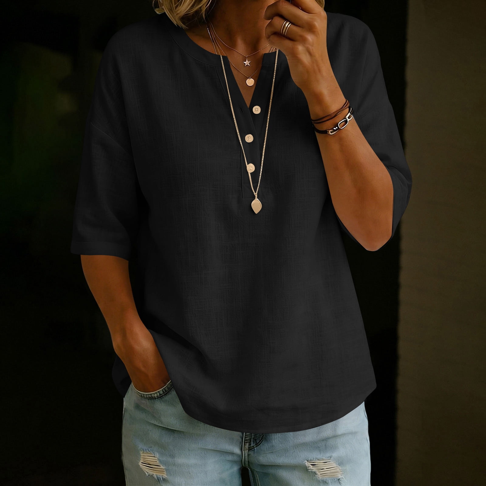 Hueook Womens Fall Tops Going Out Tops Women's Summer Half Sleeves ...