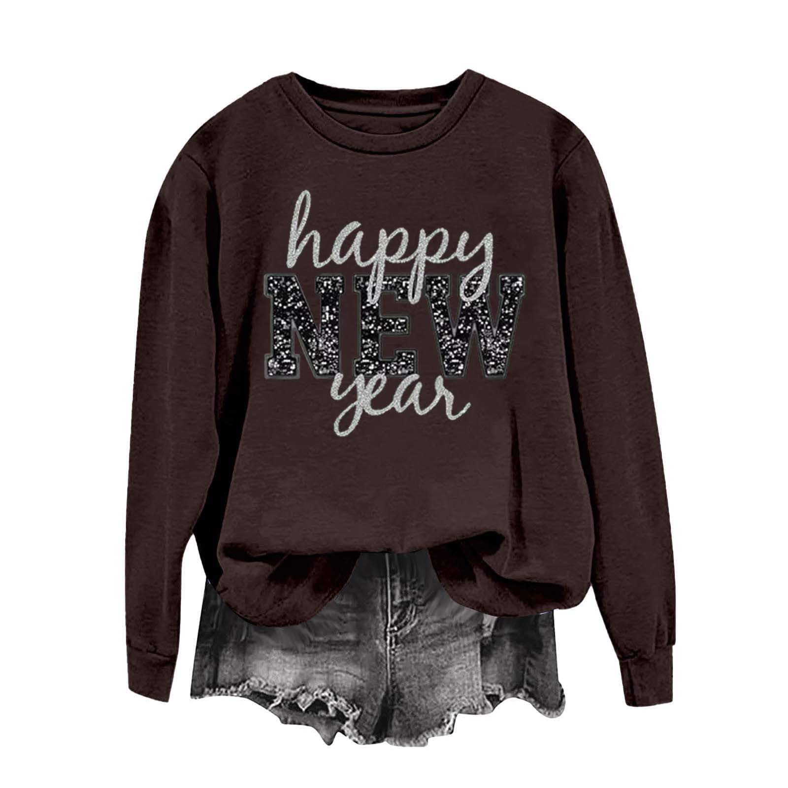 Hueook Womens New Years Eve Tops Women's Winter Day Fashion Printed ...