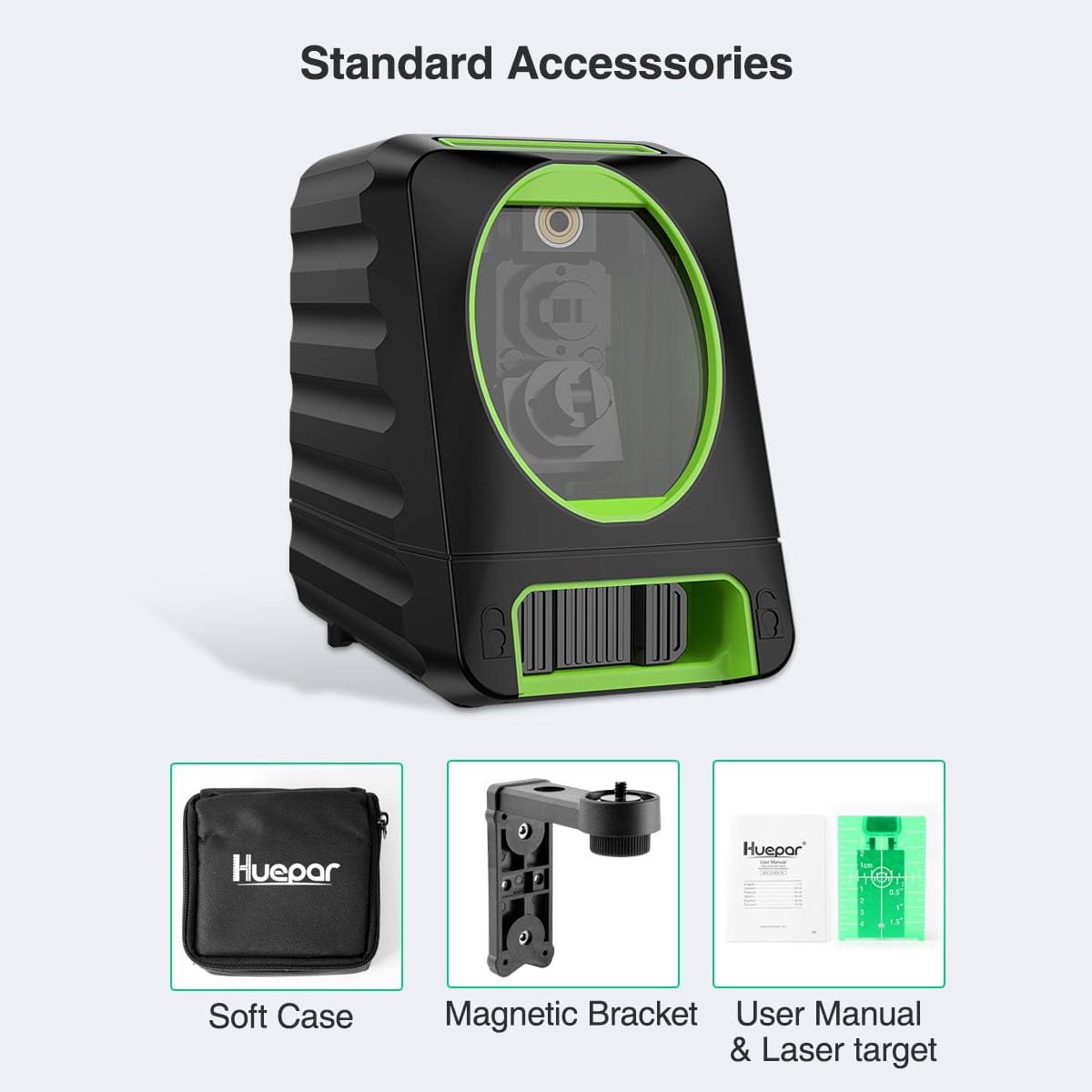 Huepar BOX-1G Osram Green Laser Level Self-leveling 130°/150 ...