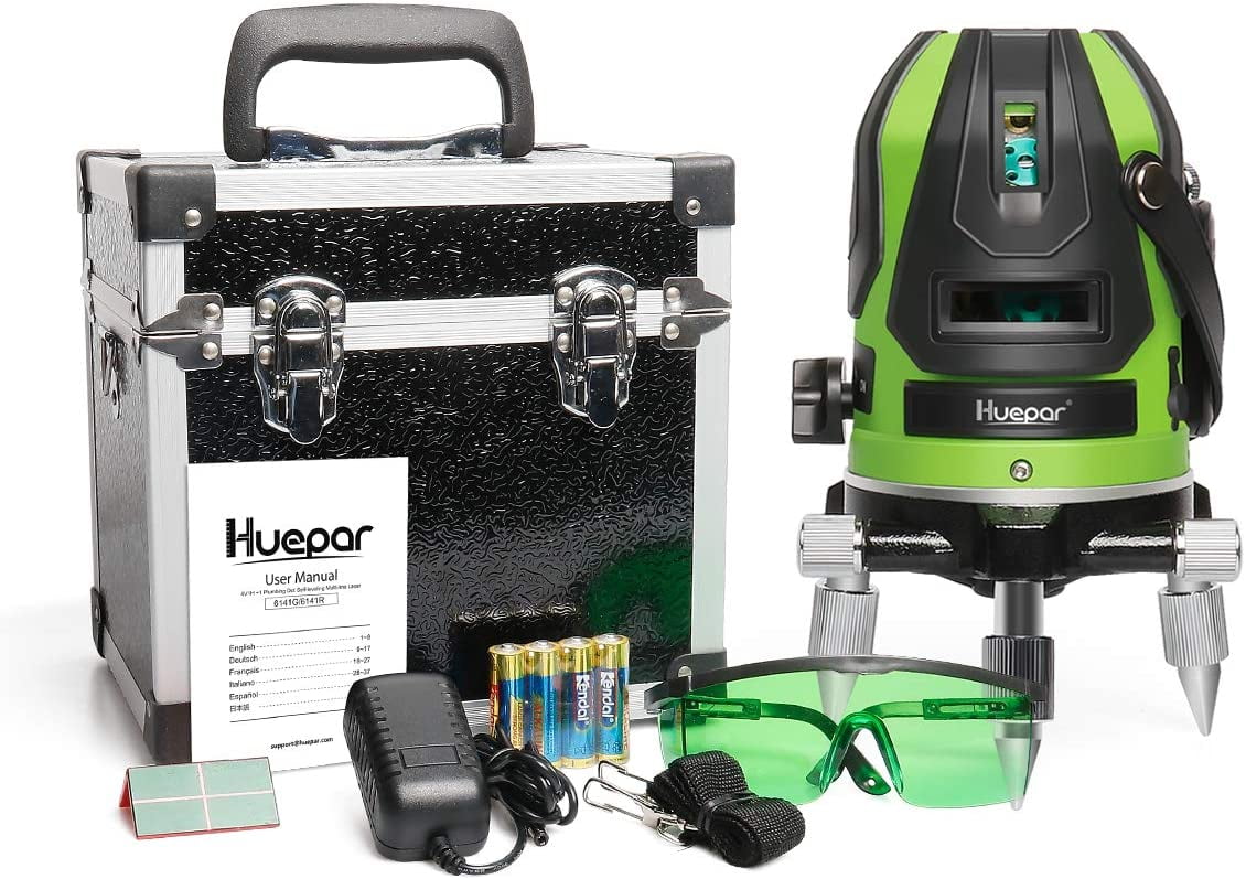 Huepar Green Beam Multi-Line Laser Level - Four Vertical and One ...