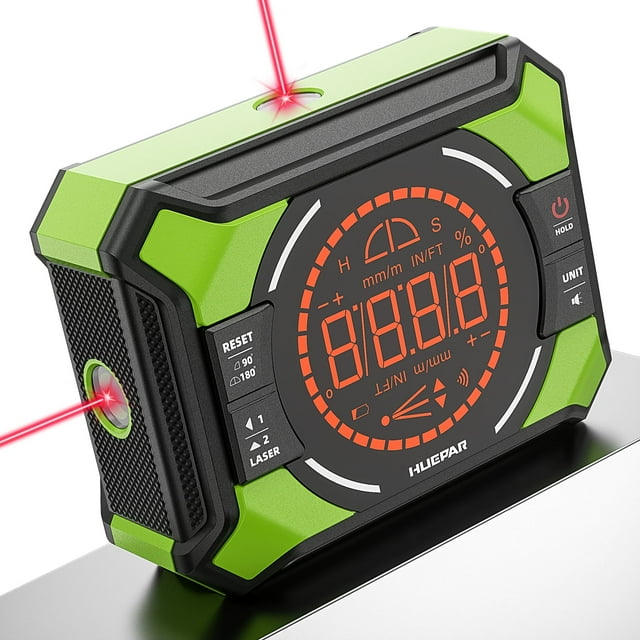 Huepar Laser Angle Gauge, Digital Angle Finder Inclinometer with Laser ...
