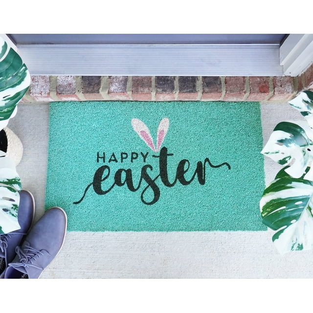 Hues and Homes Happy Easter Coir Outdoor Doormat 18x30 inches - Walmart.com